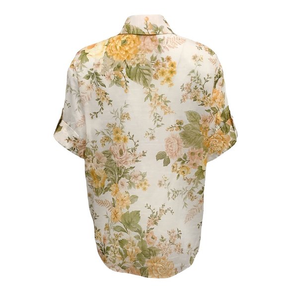 Zimmermann | Tops | Zimmermann Yellow Floral Cotton Button Up Blouse ...